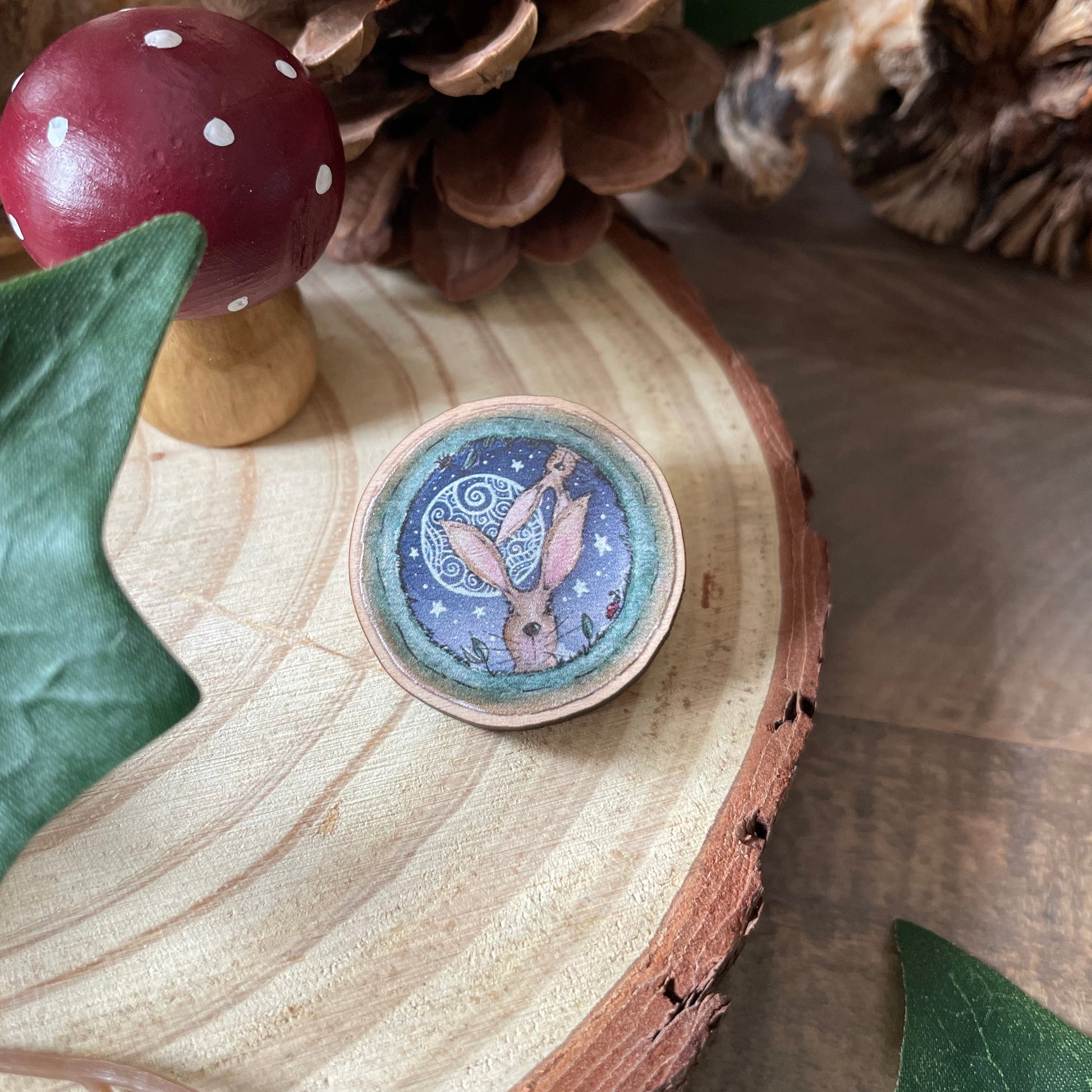 Hare Wooden Pin Badge | Full Moon Hares – Zoe Rose