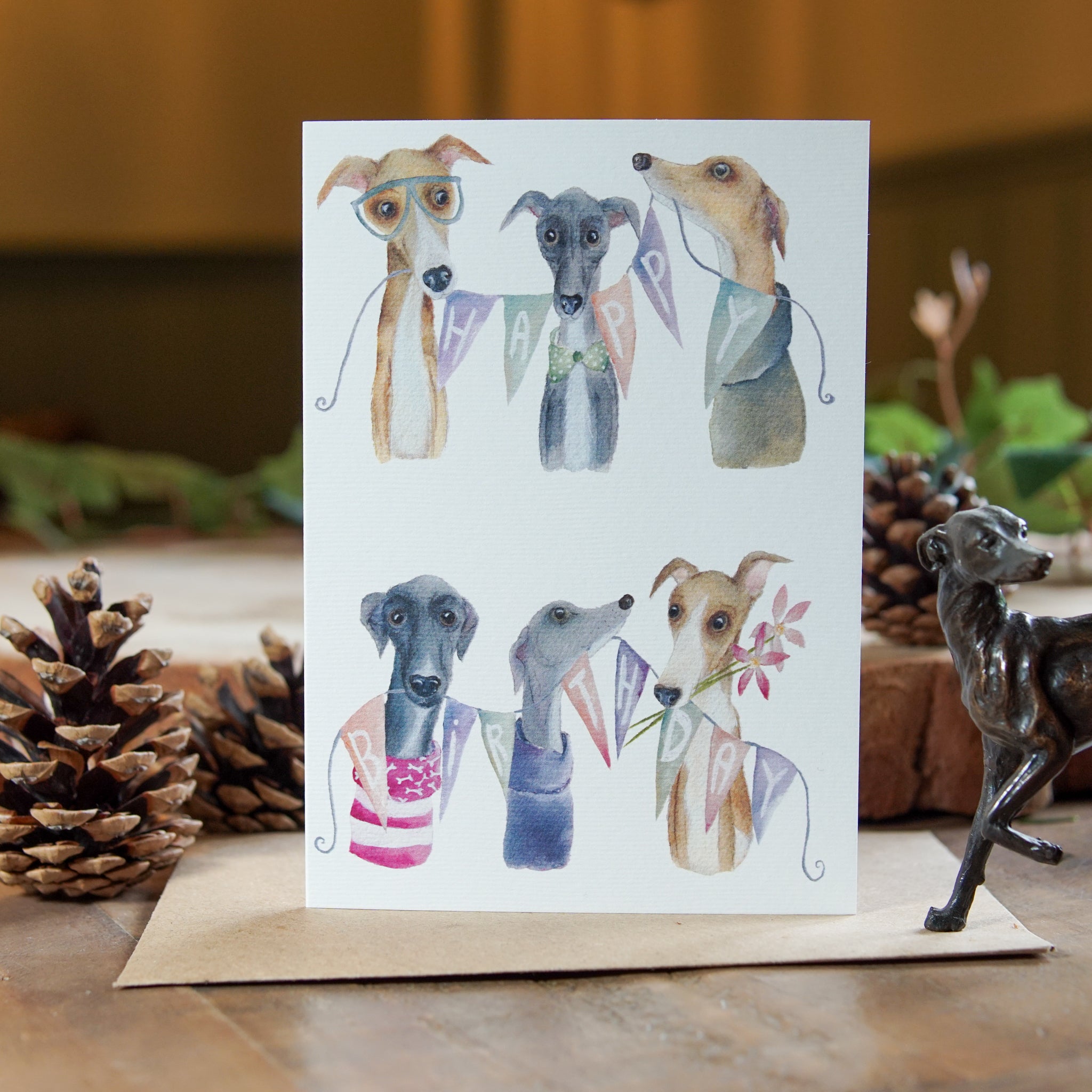 Whippet Birthday Card | Unique Sighthound Greeting Cards | Happy Birth ...